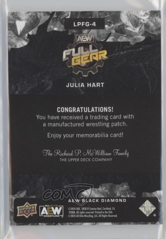 2024 Upper Deck Black Diamond AEW Event Logo Patch Full Gear Julia Hart ...