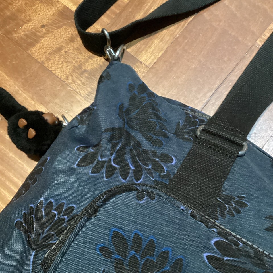 Kipling NavyBlue Floral HandBag Shoulder Messenger Tote Shopping Monkey ...