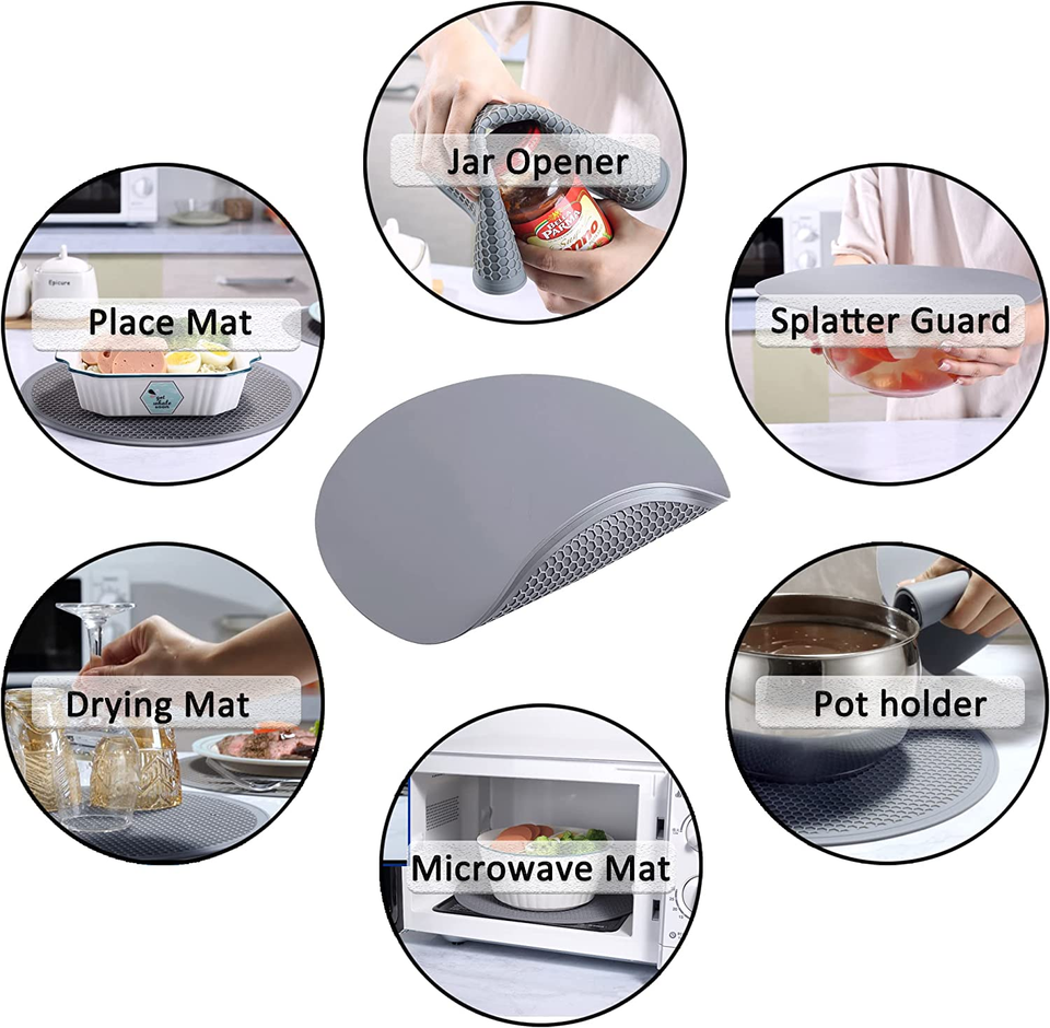 Silicone Microwave Mat - round 12" X 12" - Set of 2 Heat Resistant ...