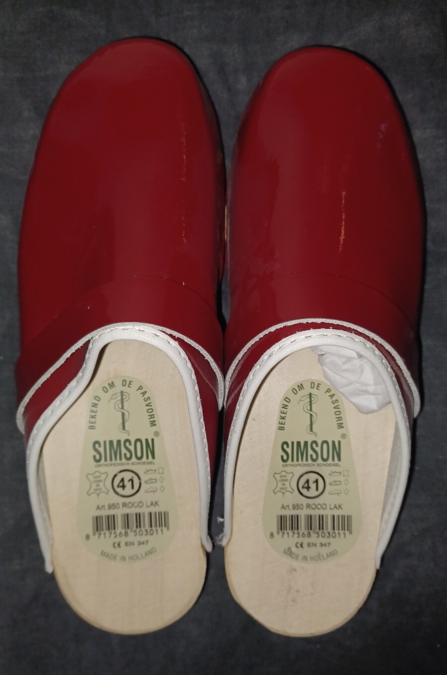 Vintage SIMSON Holland Clogs Red Color Unisex Sz 41 W… - Gem