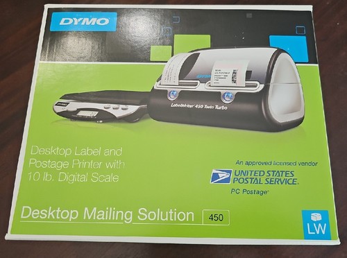 Dymo LabelWriter 450 Twin Turbo Dual Roll Thermal Printer 1750160 w/ 10 ...