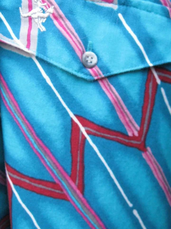 Vintage XL Lone Roo Men's Long Sleeved Shirt Roper Turquoise Western ...