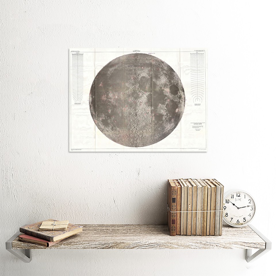 GEOGRAPHY MAP ILLUSTRATED ANTIQUE USGS LUNAR RAY MOON POSTER ART PRINT ...