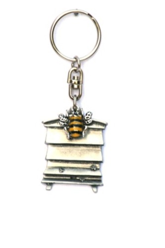 Bee Hive Honey Bee Pewter Keyring Key Ring Fob UK idea gift for ...