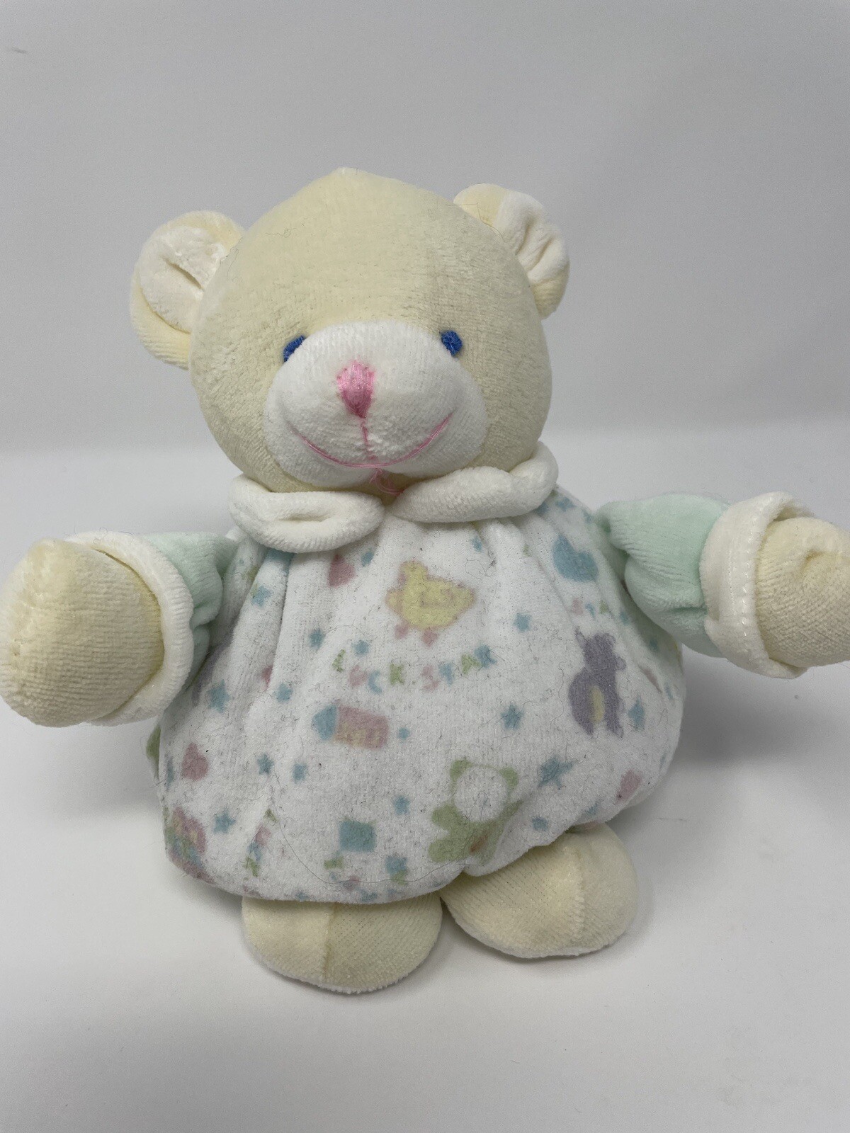 2002 Luv n’ Care Plush Teddy Bear Yellow & Pastel *Lucky Star* Baby Toy ...