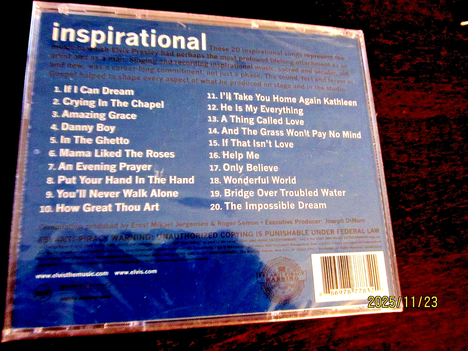 Elvis Inspirational - Audio CD By Elvis Presley - SEALED NEW 20 songs ...