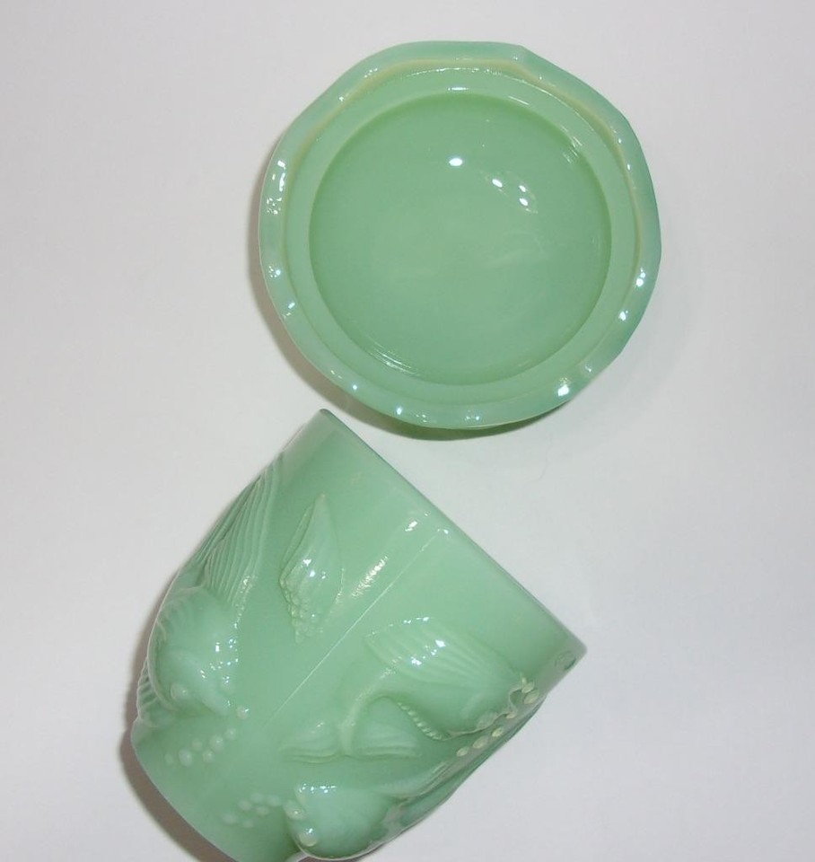 Fenton Glass Jadeite Jade Green Atlantis Fish Fairy Light by Mosser ...