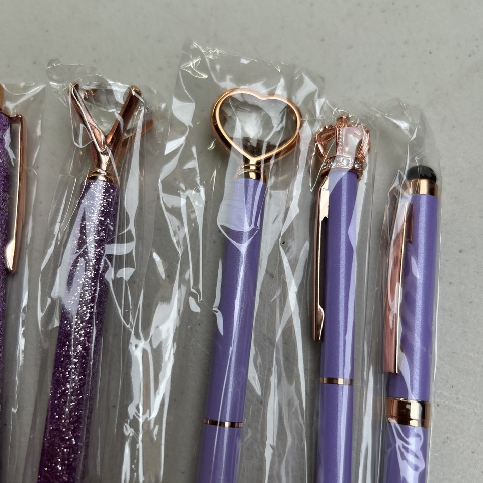 8pc Luxury Ballpoint Fancy Pen Diamond Glitter Rose Gold Purple | eBay