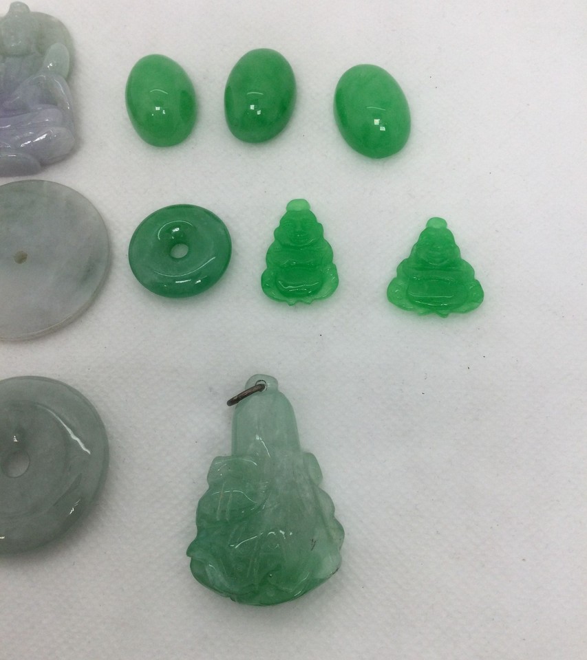 Lot of 14 Mixed Color Jade Pendants & Stones | eBay