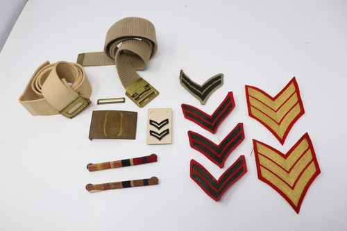 WW2 Lot Military Belts Brass Buckles Patches Pins Insignia WWII USMC ...