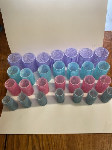 Nandi Vintage Self-Hold Hair Curlers 35 Curlers 4 Sizes Hook And Loop ...