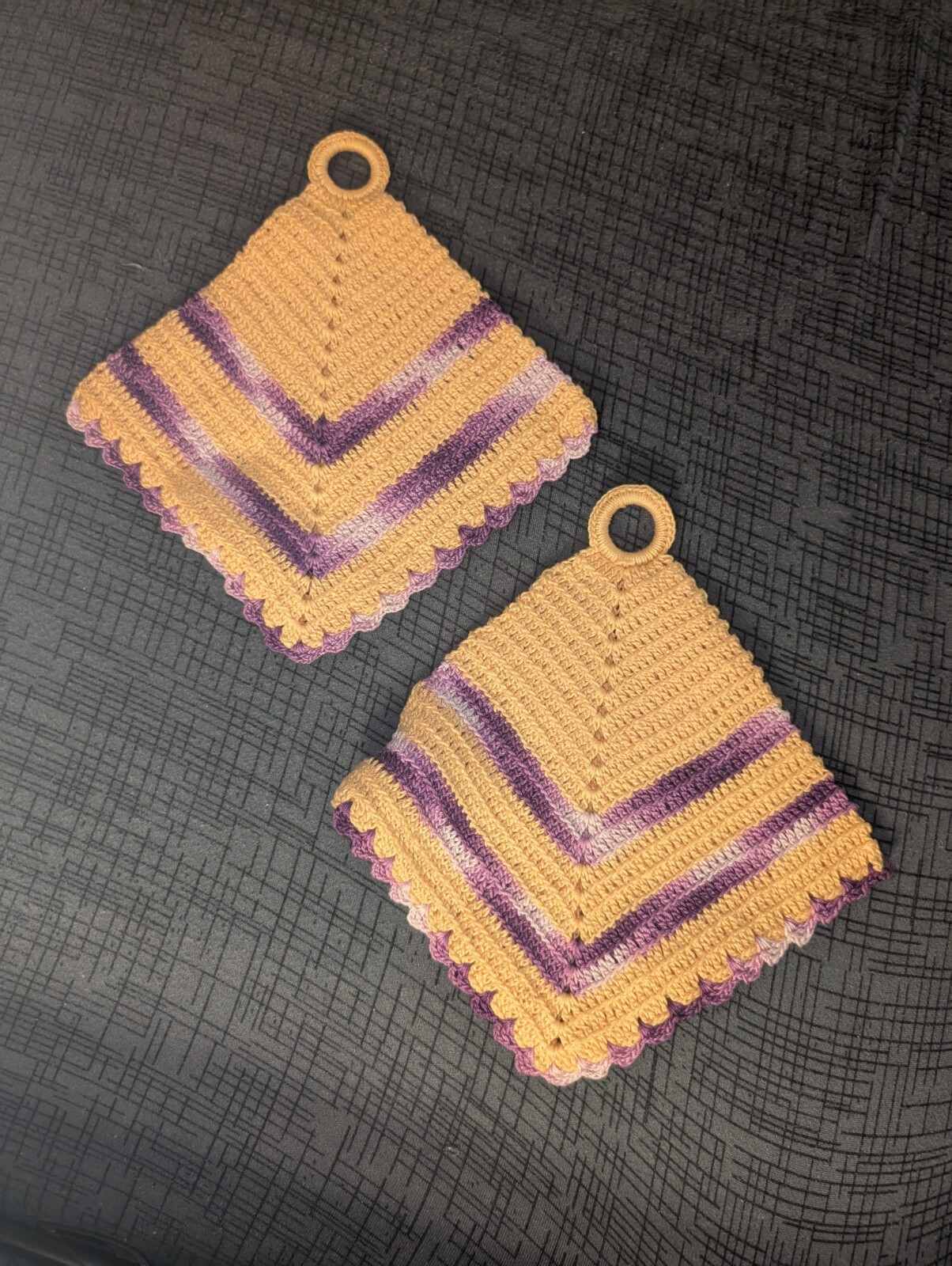 Vintage Set of Two Hand Crocheted Potholders Hot Pads Trivets Clean ...