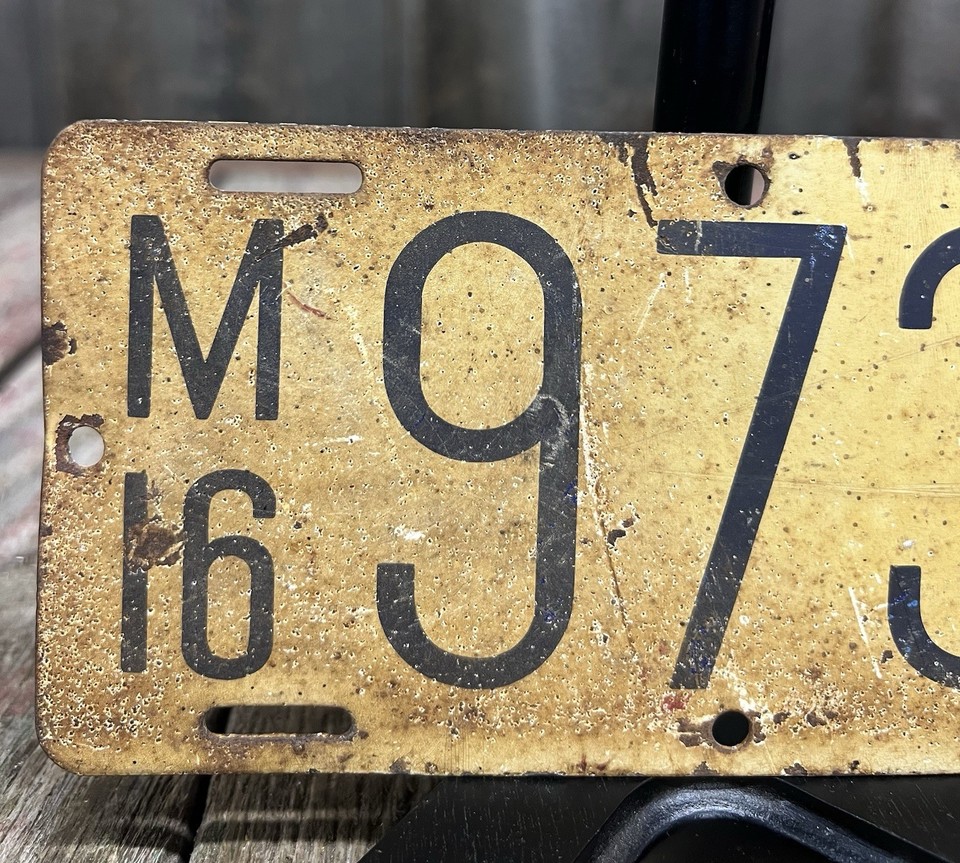 🔥RARE Antique 1916 Massachusetts Motorcycle License Plate Number # 9730 ...