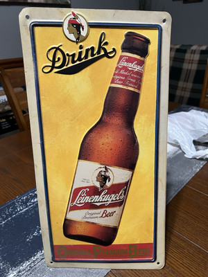 Vintage Leinenkugels Original Premium Beer Tin Tacker Advertising Sign ...