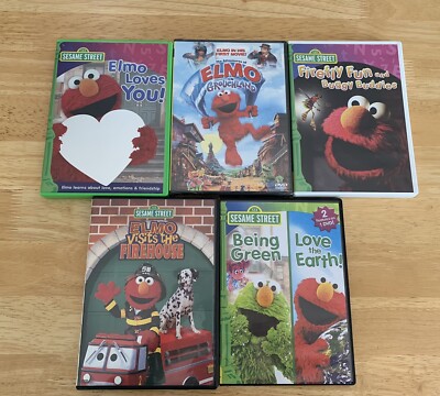 Lot of 5 Sesame Street Elmo DVDs Loves You, Grouchland, Firefly ...