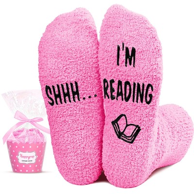 HappyPop Fuzzy Reading Socks Secret Message Medium Size HAPPYPOP Book ...