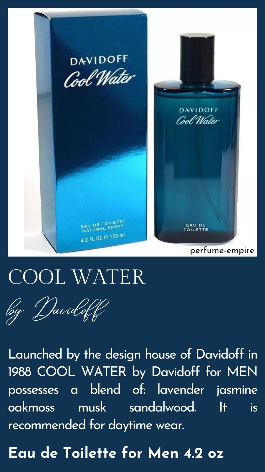 COOL WATER Cologne by Davidoff 4.2 oz men edt New in Box | eBay