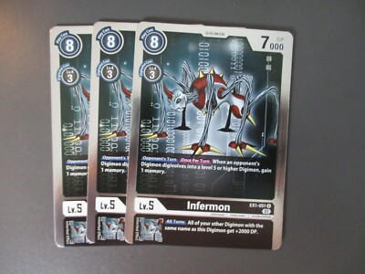 Digimon TCG (2020) - EX1-051 - 3x Infermon - Black - Rare | eBay UK