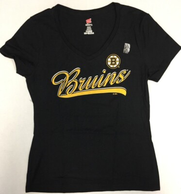 Boston Bruins NHL Women's V-Neck Script Name & Logo T-Shirt | eBay