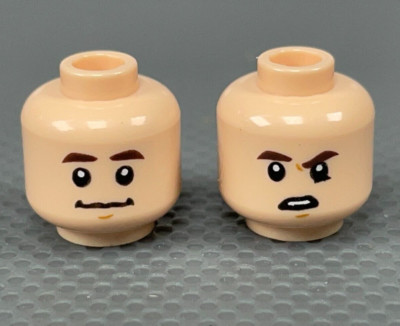 LEGO Minifigure Head Brown Eyebrows Confused Lowered Eyebrow Chandler ...
