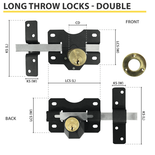 Garage Gate Lock Garden Security D/Long Throw Bolt 50mm & 70mm Lock ...