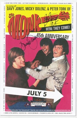 The Monkees autographed concert poster 2011 Peter Tork, Mikey Dolenz ...