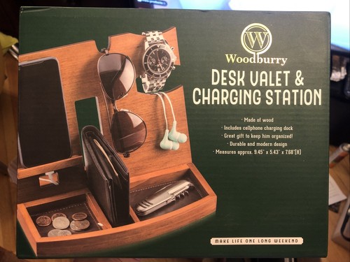 Woodbury Desk Valet Charging Station Phone Wallet Keys Coins Entry ...