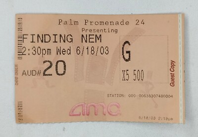 Disney Vintage Movie Ticket Stub FINDING NEMO June 18, 2003 | eBay