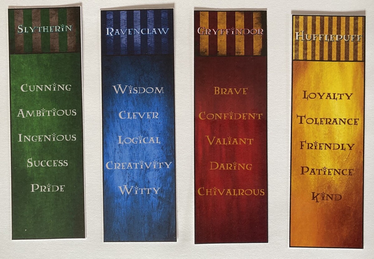 Printable Bookmarks Harry Potter Hogwarts House Virtues Printable