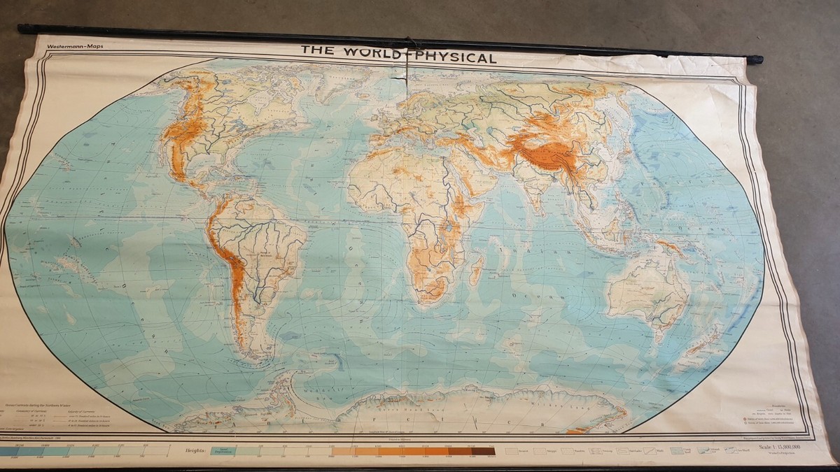 Physical World Map With Key Poster Vector Pixel Physical World Map