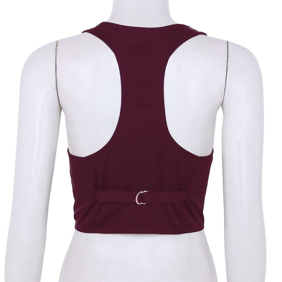 Women Vest Shirts Suit Work Uniform Business Office Lady Formal Slim ...