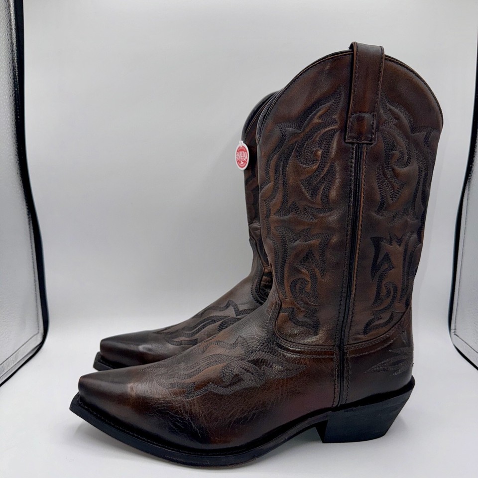 Laredo Hawk Cowboy Boots Mens Size 11 EW Wide Burnt Apple Brown Snip ...