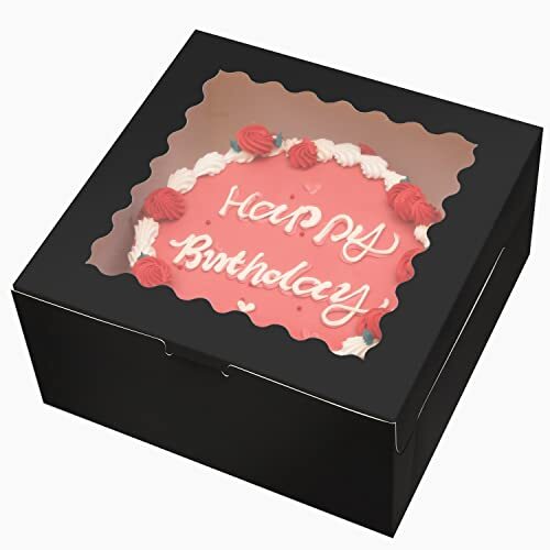 10x10x5 Cake Boxes With Window 18packs Black Cake Boxes With Cakboards 18 Cake | eBay
