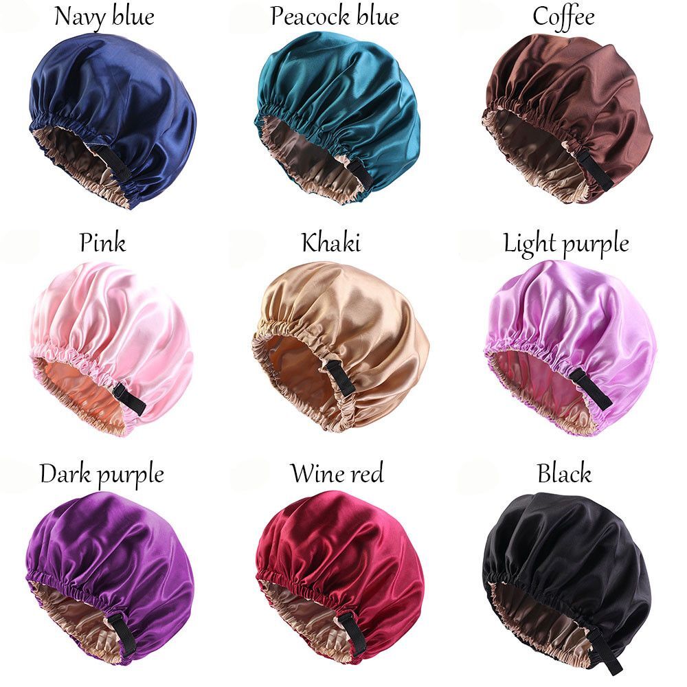 Flat Round Headwear Adjustable Night Hat Satin Hair Cap Haircare ...