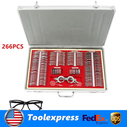 266 pcs Optical Trial Lens Set Optometry Kit Metal Rim Alu Box Trial ...