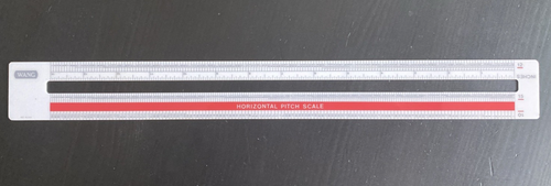 Vtg WANG Ruler Vertical Scale Lines of Text and Horizontal Pitch Scale ...