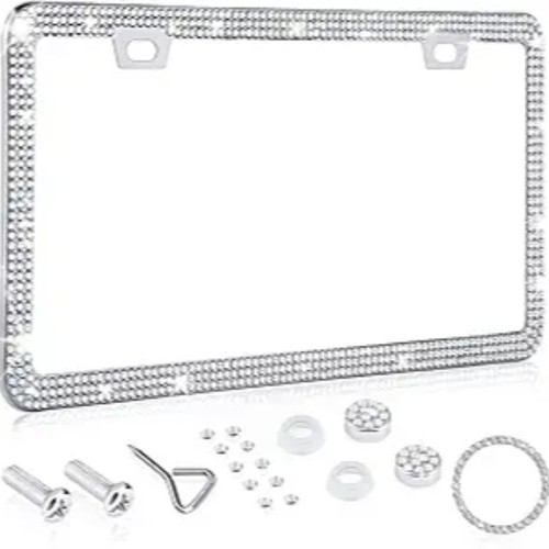 1 Pack License Plate Frame with Car Engine Start Stop Button Cover-1 ...