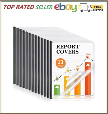 13 Pack Report Covers with Sliding Bar, Clear Report Covers for A4 and ...