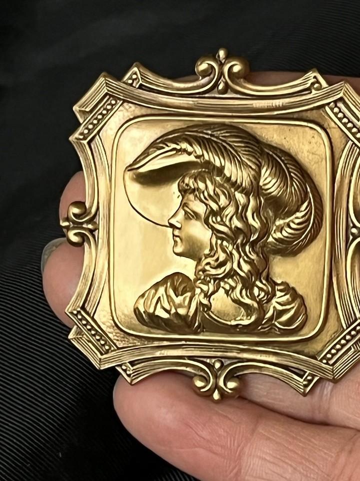 Vintage Victorian Revival Lady Brooch Pin Ornate Gold Tone Lady With ...
