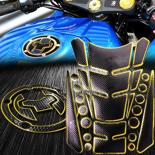 3D 8"Perforate Black Tank Pad+Fuel Cap Cover 2017-19 GSXR/GSXS 250/750 ...