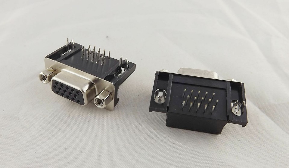 10x VGA DB15 15 Pin D-SUB 3 Rows Female Right Angle PCB Solder ...