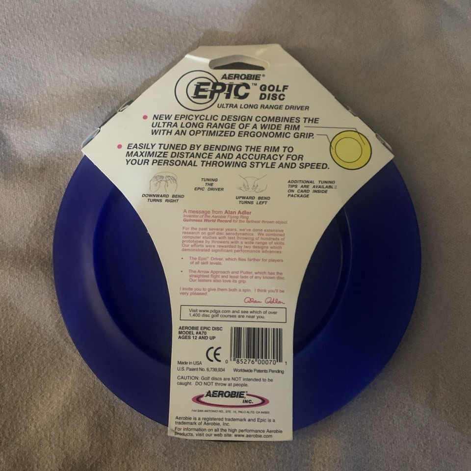 Aerobie Epic disc golf Blue 166-169g, Original Packaging Ultra Long ...
