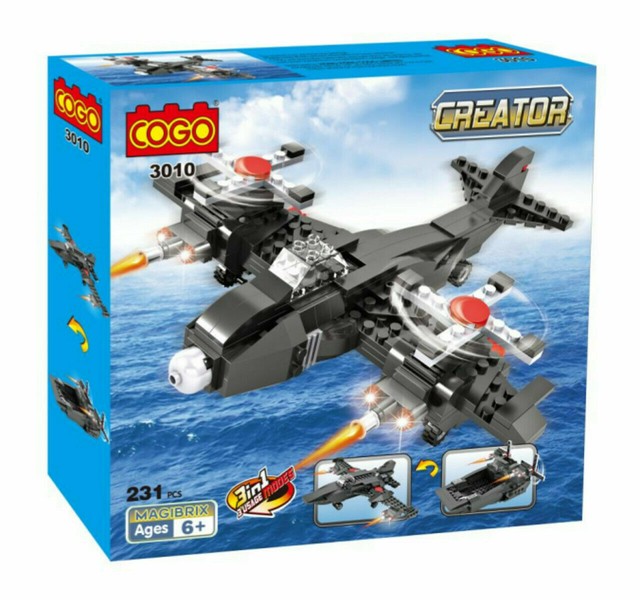 231pc Blocks Jet Plane Fighter Pilot Brick Set 3 in 1 Construction ...