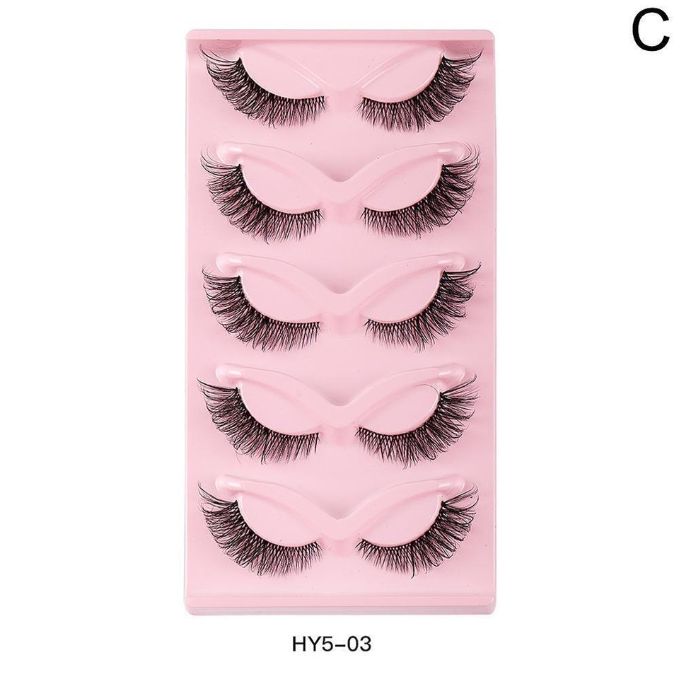 5 Pairs Cat Eye Lashes Faux Mink Eyelashes Clear Band Lashes s Wi Look Z5F9 | eBay Australia