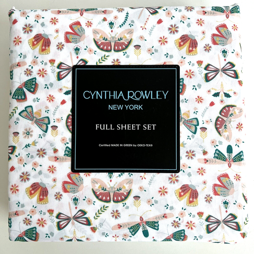 NEW Cynthia Rowley BUTTERFLIES Microfiber Sheet Bed Set FULL Oeko Tex ...