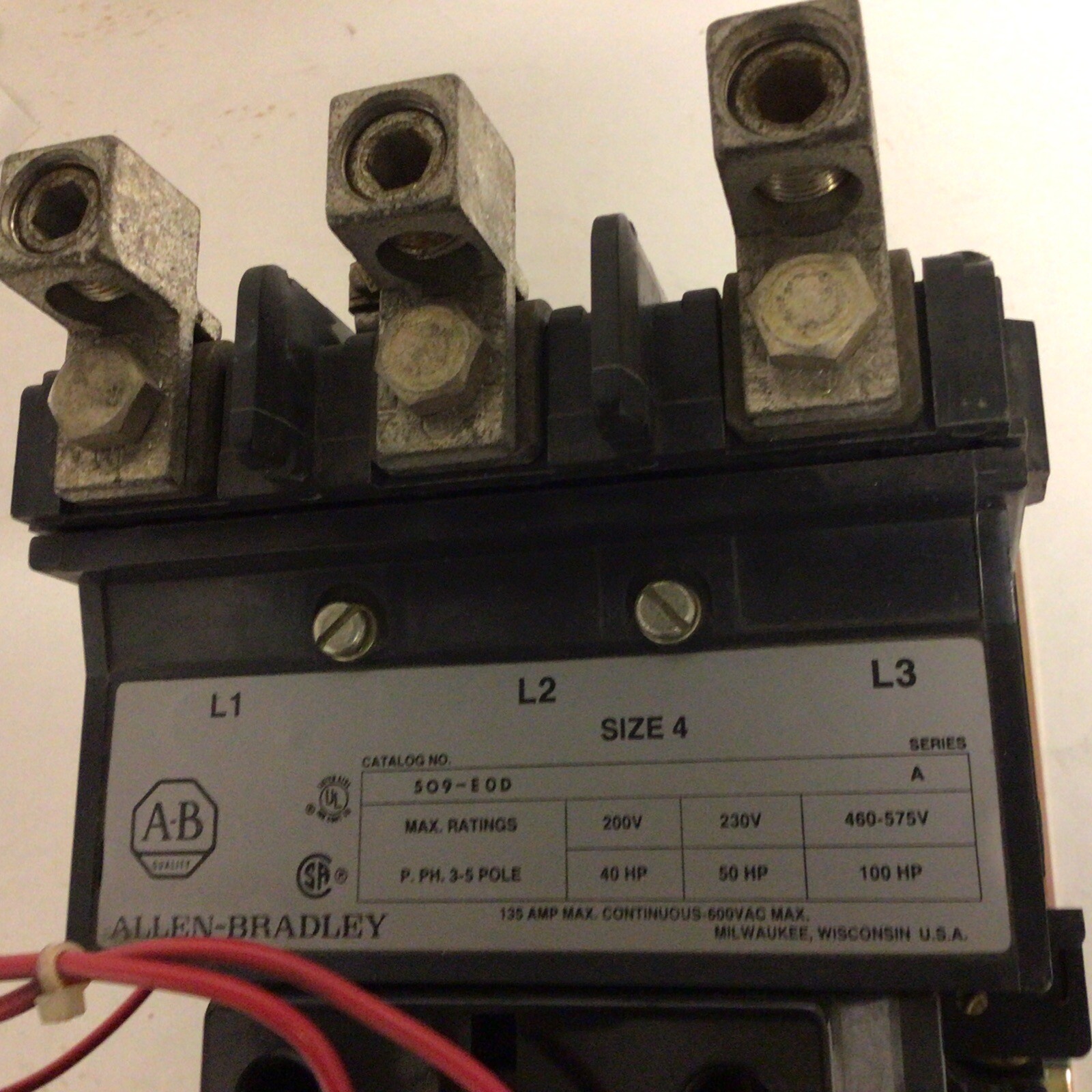 Allen-Bradley Size 4 Contactor 509-E0D | eBay