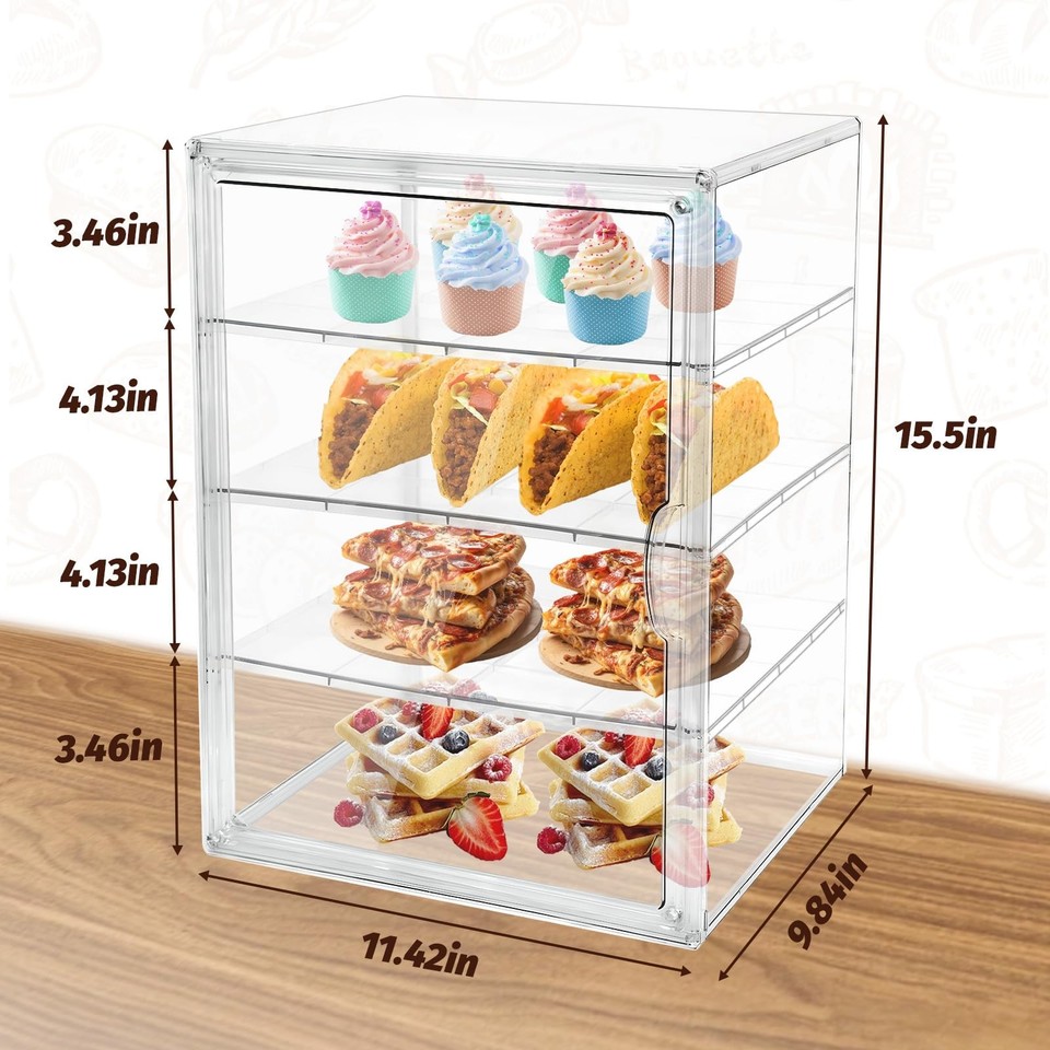 Pastry Display Case,Large Bakery Cookie Stand 4Tier 1pcs, Transparent ...