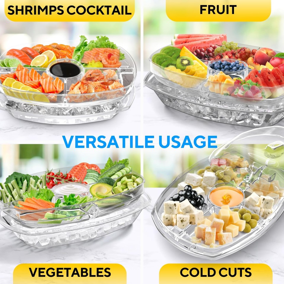Premium Chilled Serving Tray for Parties - 15" Ice Chilled Party ...
