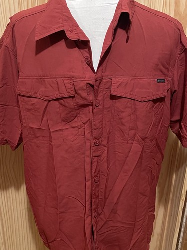 Columbia Men's Red Omni Shade Short Sleeve Button Up Shirt Size Medium ...