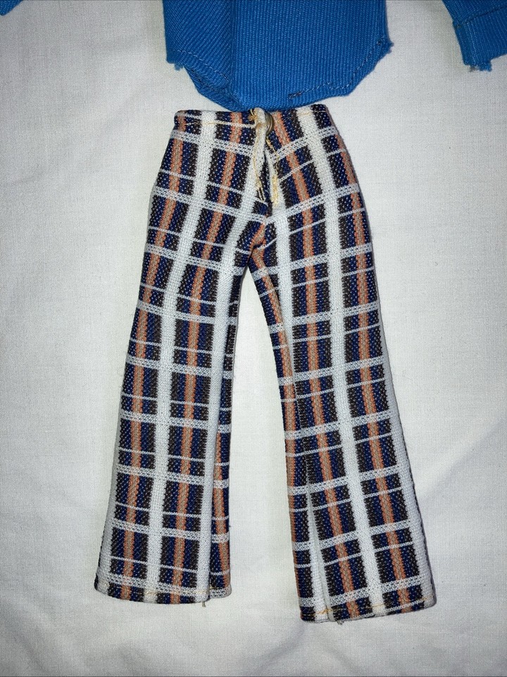 Vtg Ken Doll Clone Shirt & Plaid Bellbottoms 1960s 70s Mod Hippie Style ...